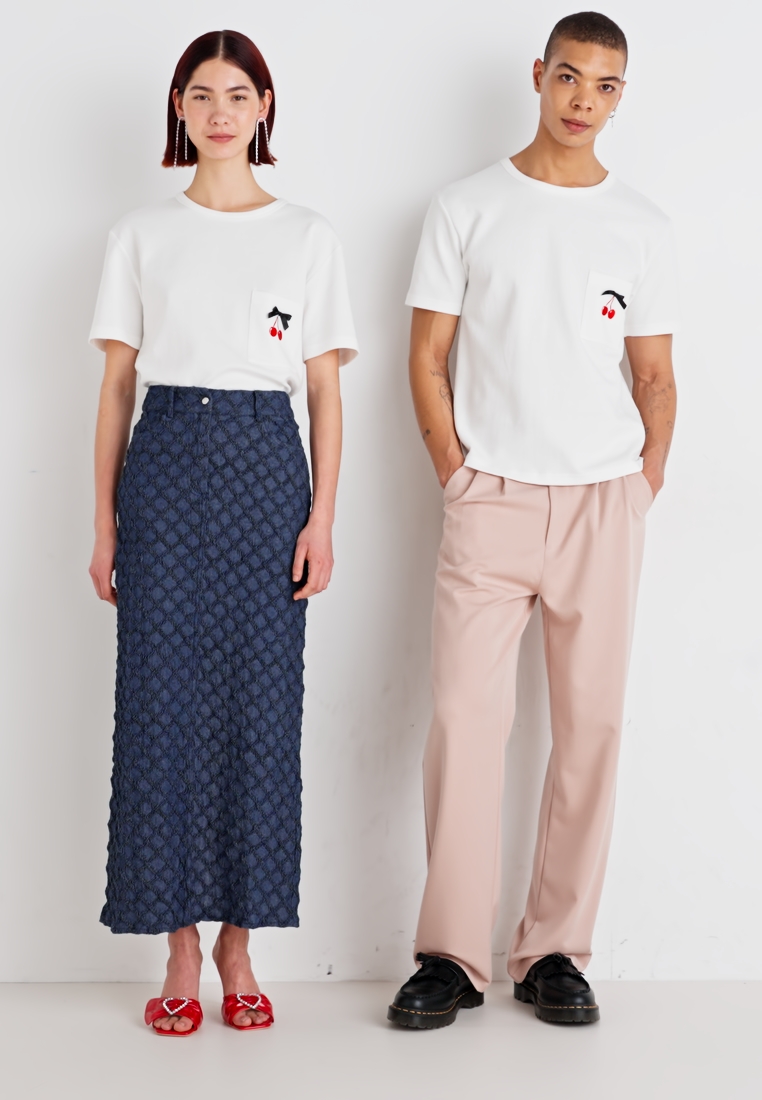 Sister Jane RORY CHERRY EMBROIDERY UNISEX - T-shirt print - white/wit ...