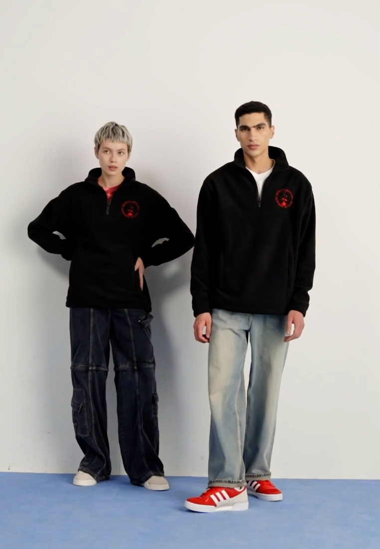 Vertere Berlin CIRCLE LOGO FLEECE SWEATER - Forro polar - black/negro ...