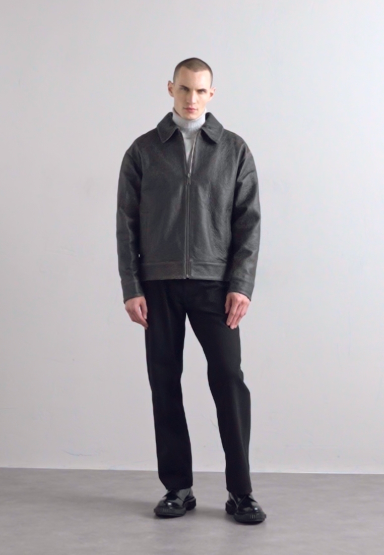 Wood Wood JACOB JACKET - Leather jacket - brown chocolate/dark brown ...