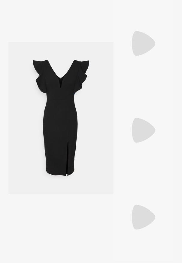 WAL G. V NECK RUFFLE SLEEVE MIDI DRESS - Sukienka koktajlowa - black ...